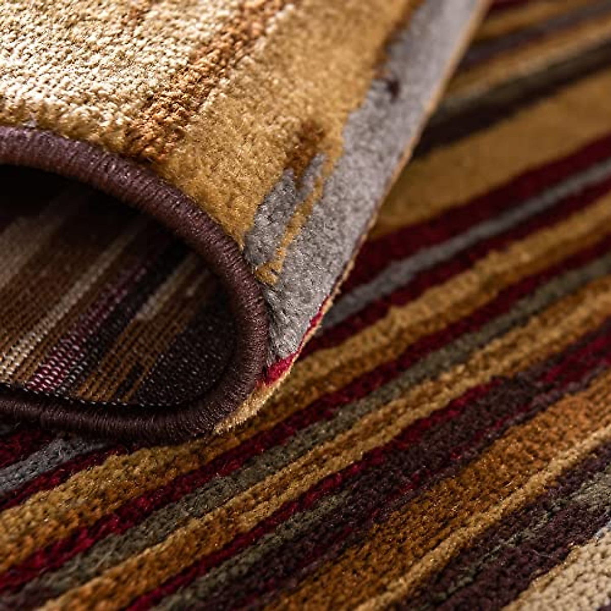 Unique Loom Barista Collection Modern, Abstract, Stripes, Urban, Rustic, Warm Colors Area Rug, 8' 0 x 10' 0 Rectangular, Multi/Beige