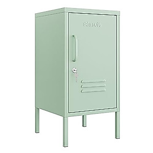 Aiasuit 2 Tiers Locker Safe Lockable Coffee Table Metal Locker Bedside Cabinet Children's Bedside Cabinet Green Size: 27.55”H x 13.78”W x 14.96”D