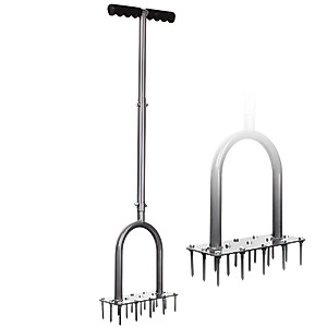Walensee Lawn Aerator Spike Metal Manual Dethatching Soil Aerating Lawn with 15 Iron Spikes, Pre-Assembled Grass Aerator Tools for Yard, Lawn Aeration, Garden Tool, Revives Lawn Health, Patented