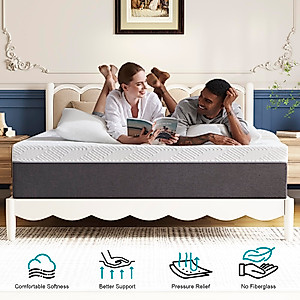 Twolike Queen Mattress 10 inch No Fiberglass Gel Memory Foam Queen Size Mattress in a Box of Foams and Fabric for Cooling Pressure Relief Sleep, 80" X 60" X 10", Medium, Firm