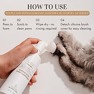 YUKIMI Premium Amino Acid Paw Cleanser with Silicone Bristle Brush for Dogs & Cats | Dermatologist Certified Hypoallergenic | Hydrating, Soothing, Deodorizing, Moisturizing | pH Balanced - 5.0 Fl Oz