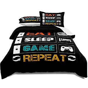 lris Bedding Gaming Comforter Set Twin Size for Boys Kids Game Room Decor Video Game Gamer Comforter Teens Bedroom Gamepad Bedding Set All Season (A08, Twin)………