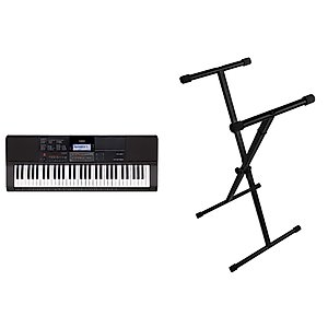 Casio CT-X700 61-Key Portable Keyboard and OnStage KS7190 Classic Single-X Keyboard Stand, Black