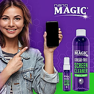 NANO MAGIC Screen Cleaner Spray Kit - For Streak Free Clean Screens on Computer & Laptop Monitor, Phone Touchscreen, Watch, Glasses, LED & LCD TV, + - Spray, Refill, Microfiber Cloth, Travel Pouch