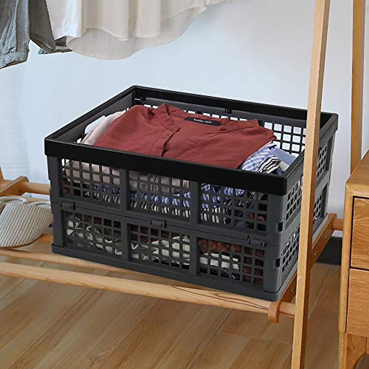 AnnkkyUS 3-Pack Collapsible Storage Crate Bins, 30 Liter Foldable Plastic Crates