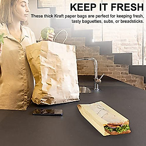 MT Products Paper Bread Bags - Kraft Brown Bakery Bags with Window - 6.5" x 2" x 18" Breathable Bread bags for Homemade Bread Gift Giving (Pack of 50) - Made in the USA