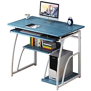 RICHLN Pc Laptop Table Workstation with Storage Shelves for Small Place,Compact Home Office Desk,Computer Desk with Pullout Keyboard Tray
