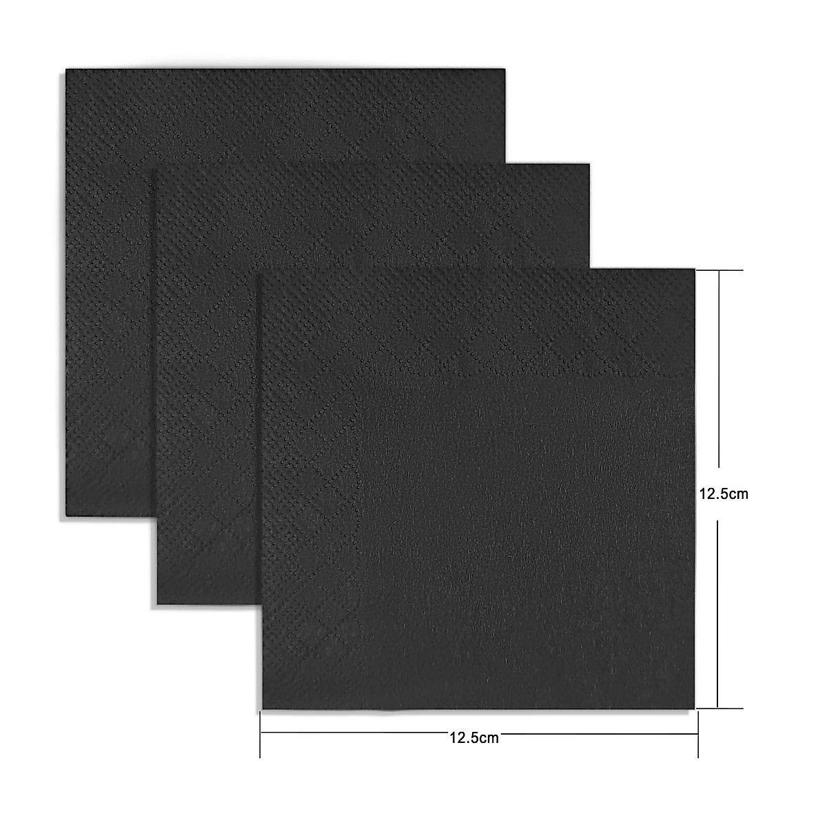 2 Ply Beverage Napkins Disposable Four Fold Cocktails Paper Napkins 9.8" X 9.8" unfolded for Party (200, Black)