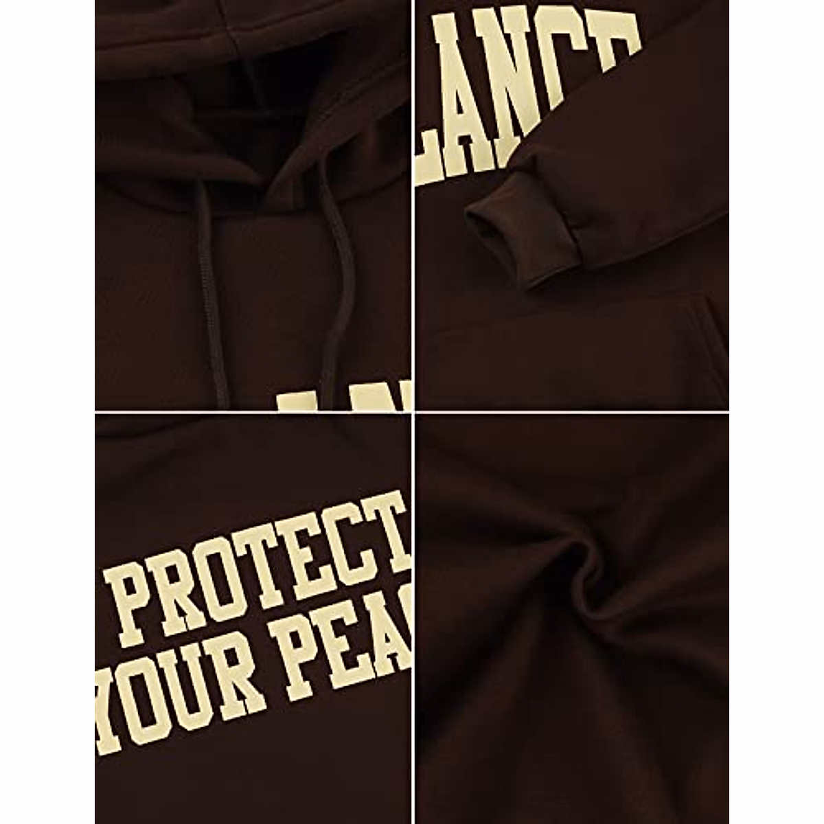 Wyeysyt Women's Letter Graphic Hoodies Casual Fashion Drawstring Sweatshirt Long Sleeve Y2k Print Pullover(Coffee-M)