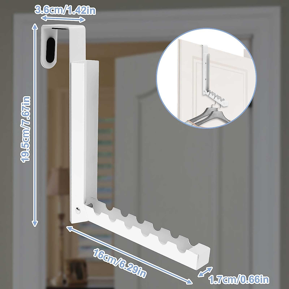 Over The Door Clothes Hanger Drying Rack,2 Pack Laundry Drying Rack Wall Mount,Portable Folding Hanging Coat Hook for Clothes/Towel/Hat for Laundry Room/Bathroom/Bedroom/Washroom/Travelling,White