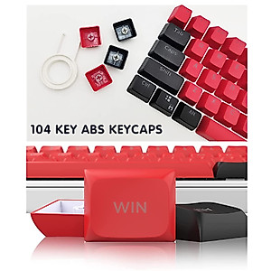 Meideli 104Pcs Gaming Keyboard Caps, Universal Keycaps for Mechanical Keyboard, ABS Backlight Wear-Resistant Key Caps Replacement Keyboard Accessories Black Red