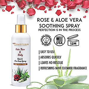 Organic Aloe Vera & Rose Water Moisturizing Spray for Locs and Dreadlocks - Nourishing and Refreshing Natural Hair & Scalp Mist, 6.8 oz