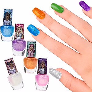 Townley Girl Barbie Non-Toxic Peel-Off Water-Based Safe Nail Polish Set with Nail Dryer for Kids, Batteries Not Included, Ages 3 and Up