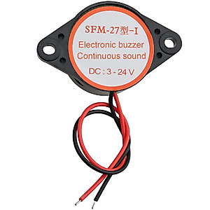 MEETOOT Piezo Electric Tone Buzzer Alarm DC 3-24V 30x15mm High Decibel Continuous Sounder Electronic Buzzer Alarm for Physics Circuits Continuous Sound