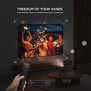 [Electric-Focus] Mini Projector Upgraded, Sovboi Portable with 5GWiFi & Bluetooth, 1080P Outdoor Movie Projector, 400'' Screen , Compatible iOS/Android/TV Stick/HDMI/PS5, Grey (VB6)