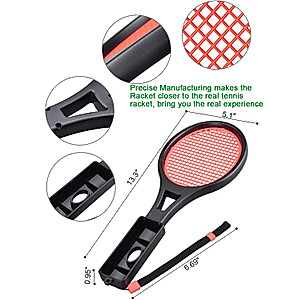 Tendak Tennis Racket for Nintendo Switch Joy-Con, Game Accessories for Mario Tennis Aces Game with 12 in 1 Game Card Case (2 Pack, Black)