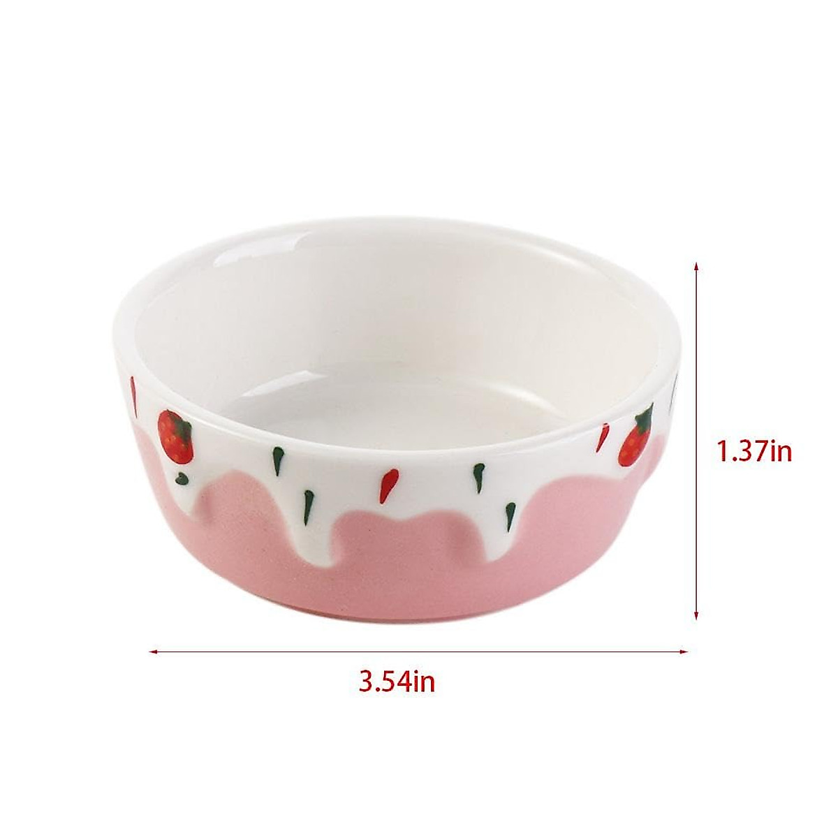 Hamster Ceramic Bowl, Small Animals Food Water Bowl Anti-Turning Bowl for Guinea Pig Rabbit Gerbil Chinchilla Hedgehog Rat(red)