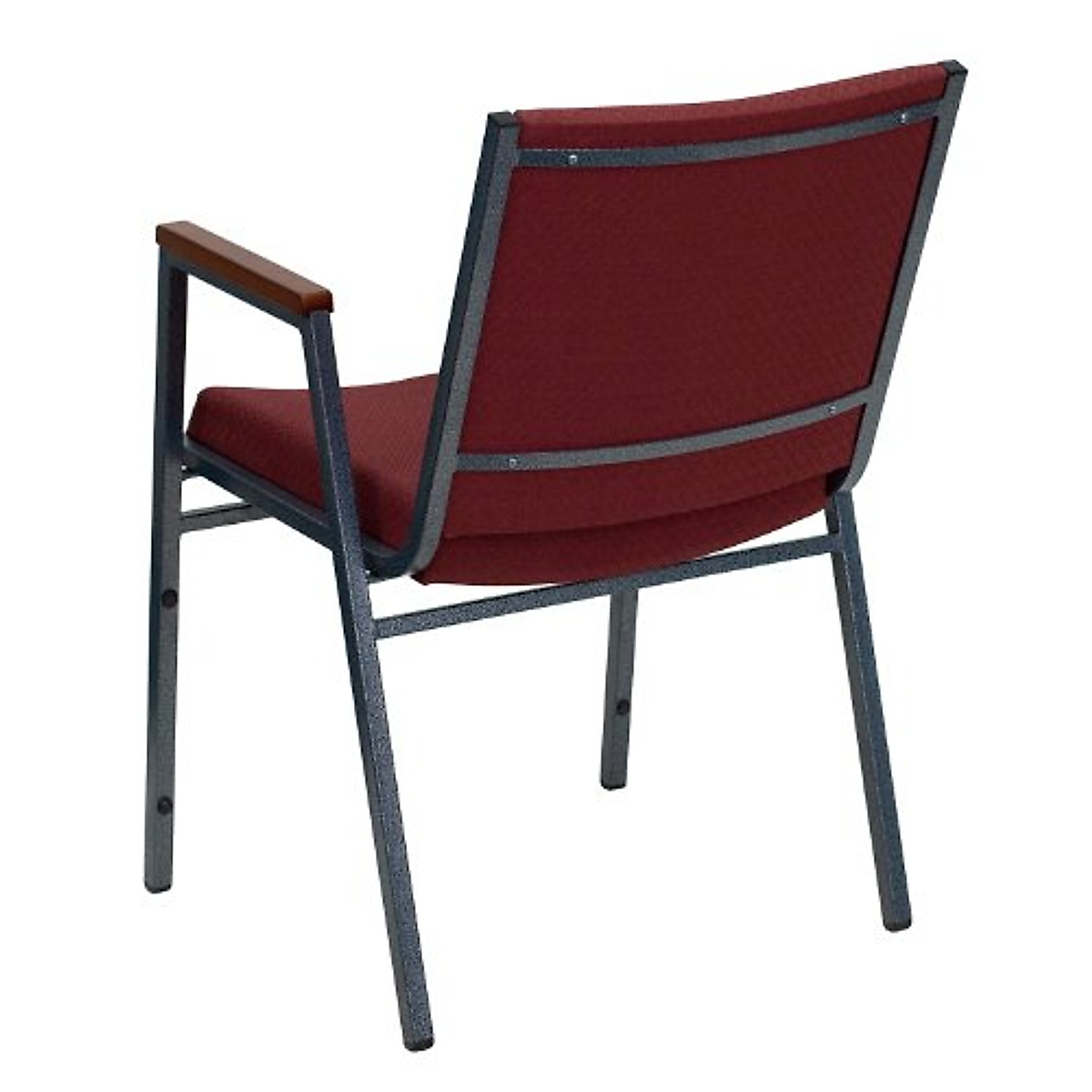 Flash Furniture HERCULES Series Heavy Duty Burgundy Patterned Fabric Stack Chair with Arms and Ganging Bracket