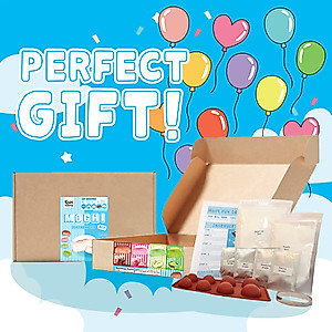 Mochi Ice Cream Kit DIY food kit Mochi maker (Makes 4 flavors: Chocolate, Matcha, Strawberry, Melon) Includes Japanese Mochi flour & tools. Gifts for foodies daifuku Japanese desert snack foods. Makes 32 Mochis