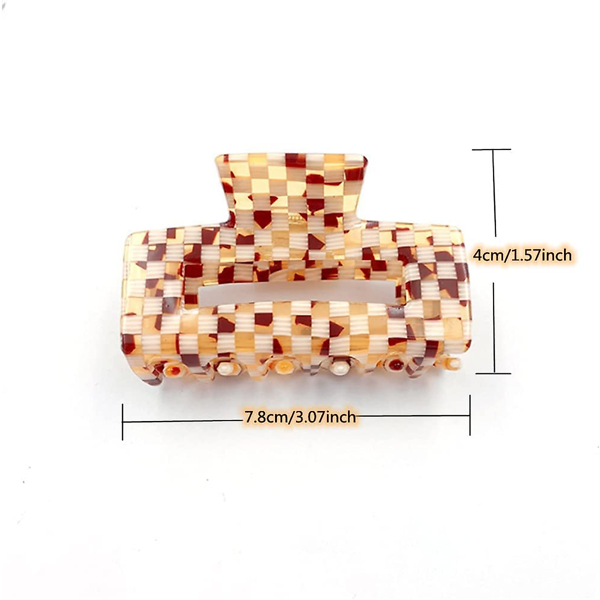 Checkered Hair Claw Clips for Women Girls Fashion Hair Clips for Styling Claw Clamps Thick Hair Retro Rectangle Shape, YOEMAYUNER (3PCs 3Colors a)