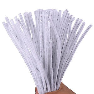 eBoot 100 Pieces Pipe Cleaners Chenille Stem for Arts and Crafts, 6 x 300 mm (White)