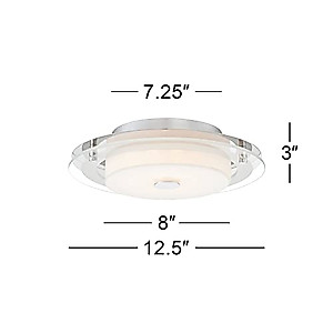 Possini Euro Design Clarival Modern Ceiling Light Flush-Mount Fixture 12 1/2" Wide Sleek Chrome Dimmable LED Clear Ring White Acrylic Diffuser for Bedroom Kitchen Living Room Hallway Dining House