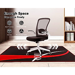 AOBOOK Gaming Chair Mat for Hardwood Floor, 36"x48" Office Chair Floor Mat for Hardwood/Tile, Large Anti-Slip Floor Protector with Double-Sided Tape for Home Ofice, Red