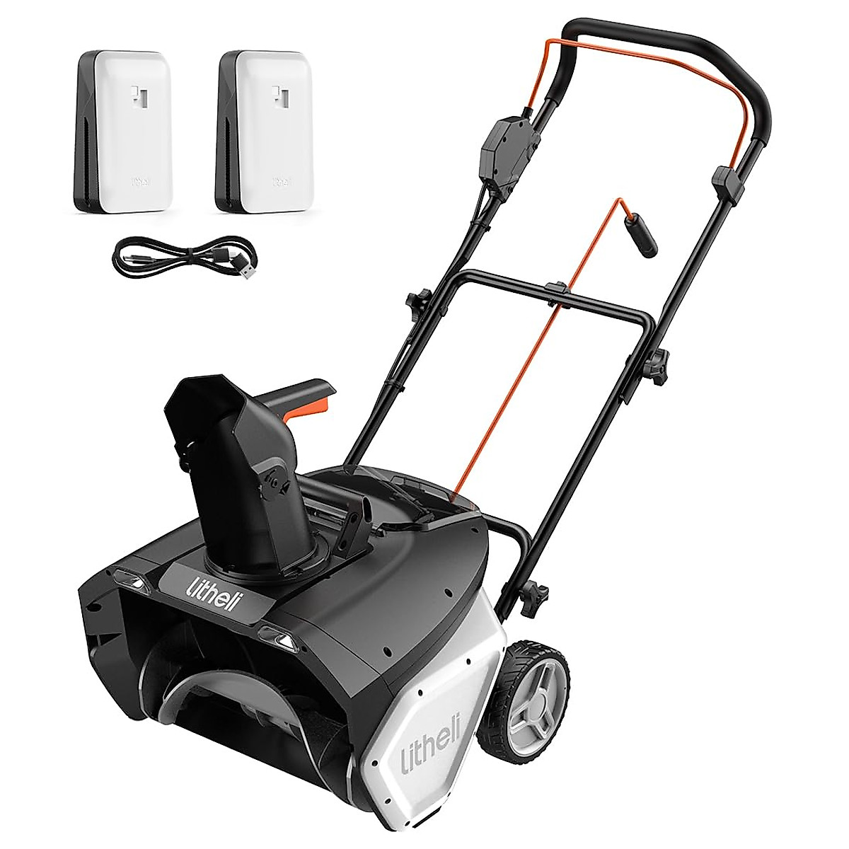 Litheli 2X20V Cordless Snow Blower, 20-inch Snow Thrower with 4.0Ah Battery, Electric Snow Blowers with LED Spotlight and Brushless Motor for Walkways and Driveways