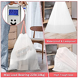 Small Trash Bags Drawstring 3-5 Gal, JUKFITA 120 Count Small Garbage Bags, Strong Unscented 4 Gallon Trash Bags Drawstring, Individual White Trash Can Liners for Bathroom Kitchen Office Bedroom