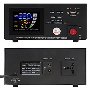 Yinleader Voltage Converter Transformer(220V to 110V, 110V to 220V) Step Up/Down Transformer Converter 110/120 Volt - 220/240 Volt - Circuit Breaker Protection (TMK-1600)