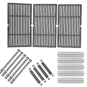 Repair Kit for Charbroil Commercial 463268806 BBQ Gas Grill Includes 4 Crossover Tube Burners, 5 Stainless Heat Plates, 5 Stainless Steel Burners and Porcelain Grates