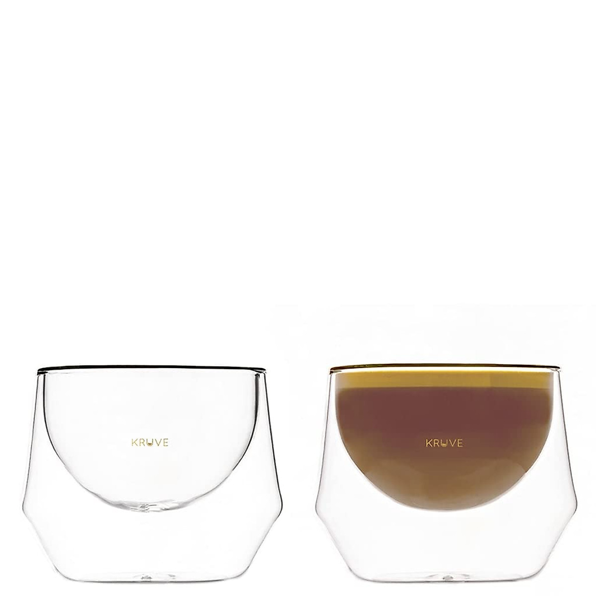 KRUVE IMAGINE Milk Drink Glass, Hand Made, Double-wall, Set of Two (8.5oz/250ml Latte)