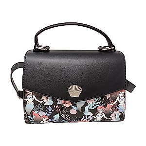 Loungefly Disney The Little Mermaid Ariel Allover Floral Print Crossbody Satchel Handbag Purse