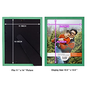 Renditions Gallery 11x14 inch Picture Frame Modern Style Wood Pattern and High Definition Glass Ready for Wall and Tabletop Photo Display, Green Frame
