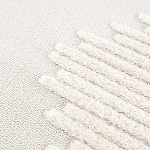 Hauteloom Noah Palimbang Living Room, Bedroom Soft Shag Neutral Area Rug - High Shaggy Plush Pile - High Low - Boho Farmhouse - Beige, White, Cream, Gray - 7'10" x 10'