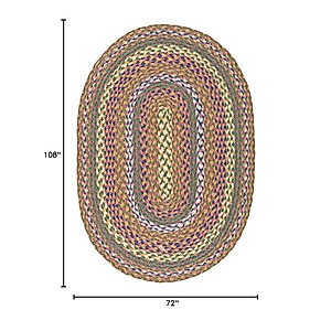 SAFAVIEH Cape Cod Collection Area Rug - 6' x 9' Oval, Green & Pink, Handmade Braided Jute, Ideal for High Traffic Areas in Living Room, Bedroom (CAP241Y)