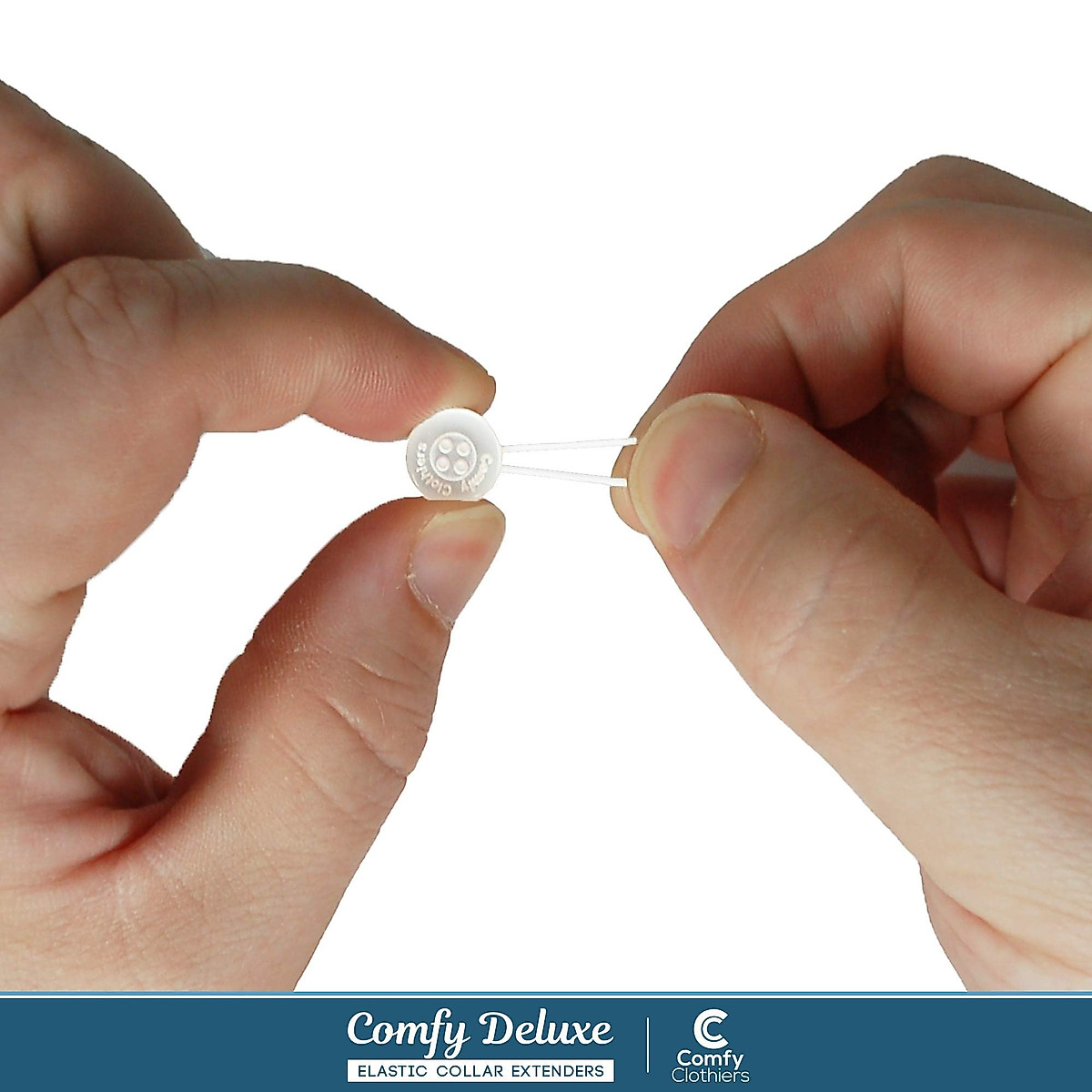 Premium 3-Pack of Collar Extenders (White Buttons) for Men and Women - Magic Extension for Shirts of All Kinds, Soft & Elastic Design - Button Extender for Dress Shirts - Neck Button Extender