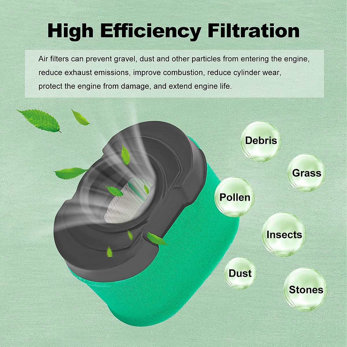 JICHEKU 2 Pack 792105 Air Filter Compatible with BS 276890 4163205 4163206 44H777 Lawn Mower Air filter Z245 Z425 D160 D170 LA155 with Pre Filter