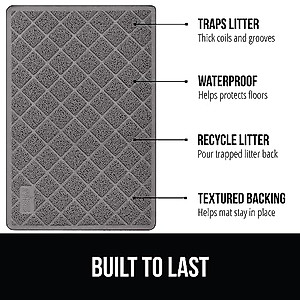 The Original Gorilla Grip 100% Waterproof Cat Litter Box Trapping Mat, Easy Clean, Textured Backing, Traps Mess for Cleaner Floors, Less Waste, Stays in Place for Cats, Soft on Paws, 35x23 Gray