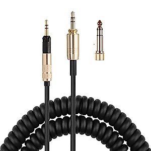 FAAEAL HD598 Cs Coiled Audio Cable Replacement for Sennheiser HD599 SE HD558,HD518,ATH-M50X,ATH-M70X Headphones,2.5mm to 3.5mm Extension Aux Cord with 6.35mm(1/4") Adapter 4.2ft-14ft