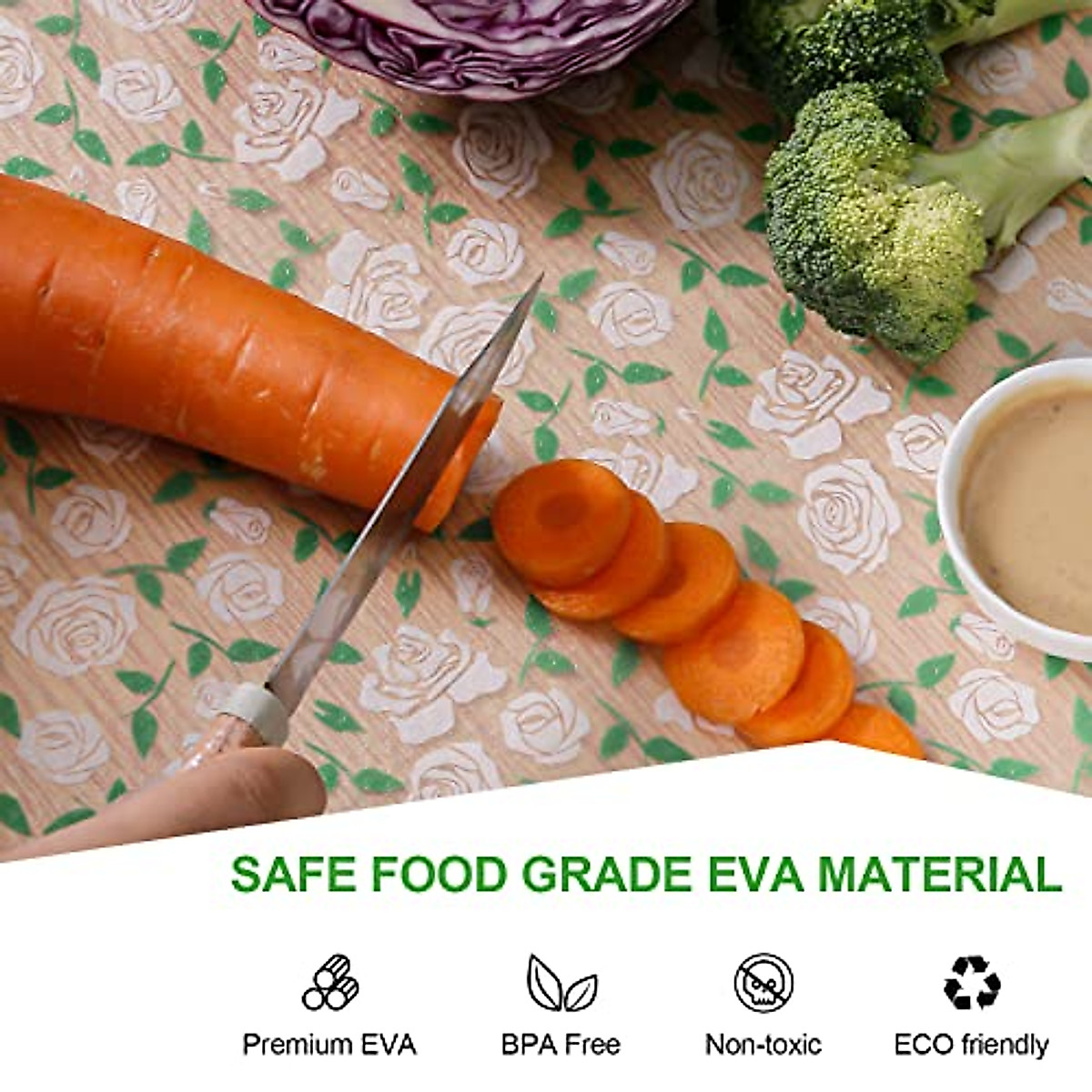 INNOLITES Drawer and Shelf Liner, Non Adhesive Waterproof Kitchen Cabinet Liner, Non Slip EVA Shelf Liner for Kitchen Cabinet, Drawers, Shelves, Pantry, Dresser, 17.5" × 196.8" White