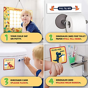 ATHENA FUTURES Potty Training Chart for Toddlers Magnetic Reuseable - Dinosaur Design and Dinosaur Potty Training Toilet Targets