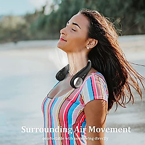 NiUB5 Neck Fans Portable Rechargeable - Personal Fans for Your Neck ,Upgraded Bladeless Cooling Neck Fan