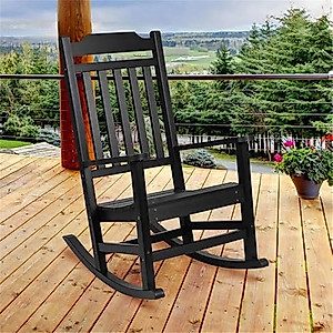 Flash Furniture Winston All-Weather Poly Resin Rocking Chair in Black