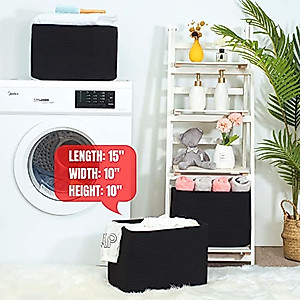 MINTWOOD Design Storage Basket for Shelves, Playroom and Classroom Storage Basket, Book Basket, Decorative Storage Cube Bin, Woven Closet Organizer, Baby Nursery Basket, Full Black