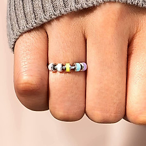 STORYJEWELLERY Fidget Rings for Women, Anxiety Ring for Women, Silver Enamel Fidget Rings, Fidget Rings for Anxiety for Women, Gifts for Women (all Silver Mac 06)