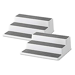 Copco Non-Skid Pantry Cabinet Lazy Susan Turntable, 9-Inch, White/Gray 2 & Non-Skid 3-Tier Spice Pantry Kitchen Cabinet Organizer, 10-Inch, Gray, 2 Count