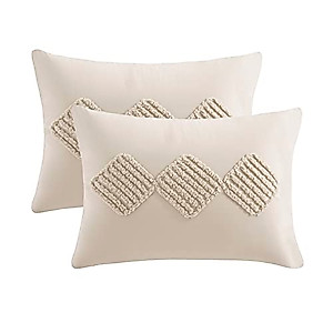 Oli Anderson Pillow Cases Standard Size Set of 2, Tufted and Super Soft Decorative Pillow Covers with Envelope Closure, 20x26 inches, Beige