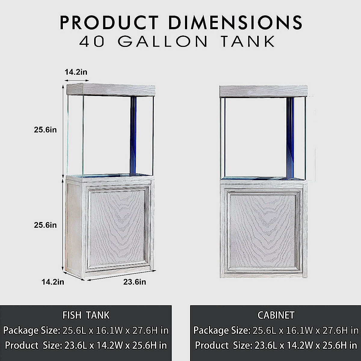 JAJALE 40 Gallon Aquarium Fish Tank LED Light Pump Freshwater Filter Upright Fishtank Stand Bundle Straight Corners Ultra Clear Tempered Glass with Complete Aquarium Setup (White Oak)