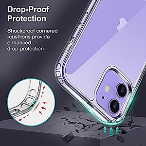 JETech Case for iPhone 12/12 Pro 6.1-Inch with Stand, Support Wireless Charging, Slim Shockproof Bumper Phone Cover, 3-Way Metal Kickstand (Clear)